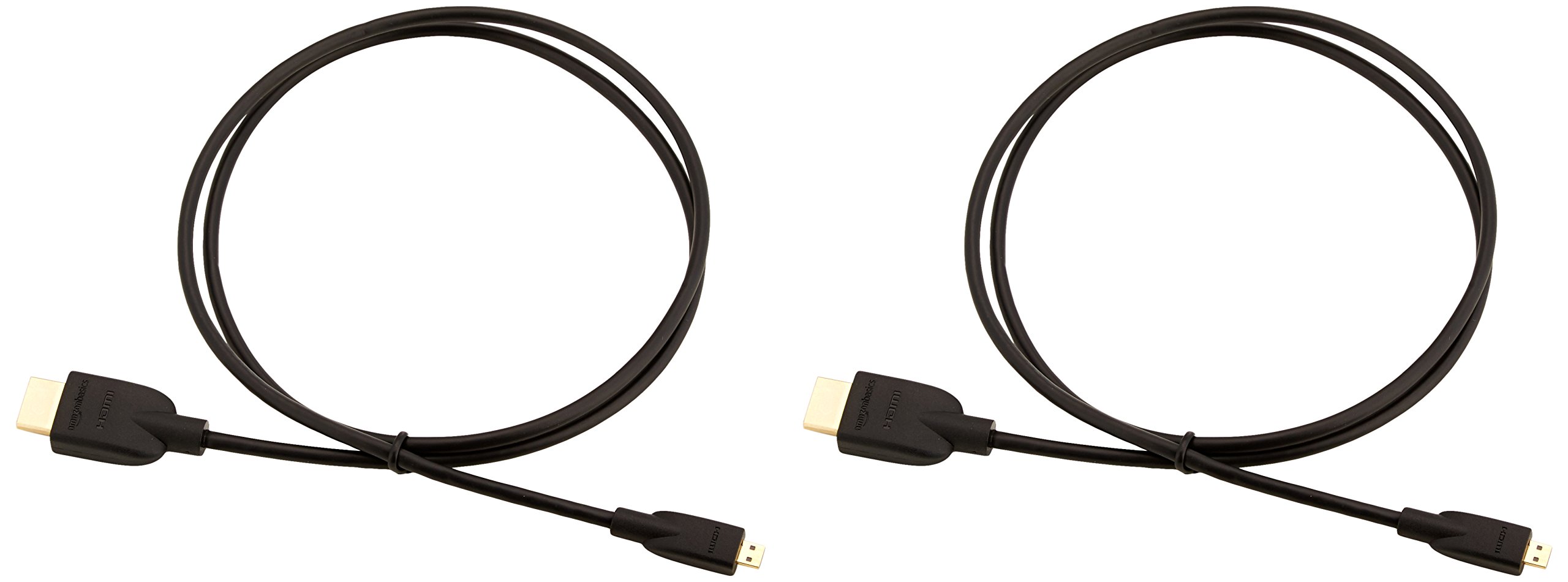 Amazon Basics High-Speed Micro-HDMI to HDMI TV Adapter Cable (Supports Ethernet, 3D, and Audio Return) - 3 Feet (2-Pack)