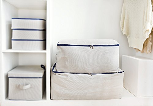 Large Canvas Soft Bedding, Garment Storage Organizer Bag for Wardrobe, Beige