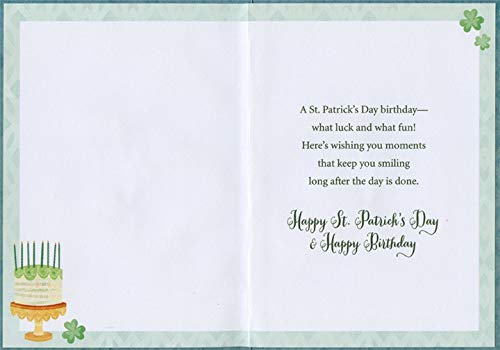 Designer Greetings Birthday Cake and Rainbow St. Patrick's Day Birthday Card