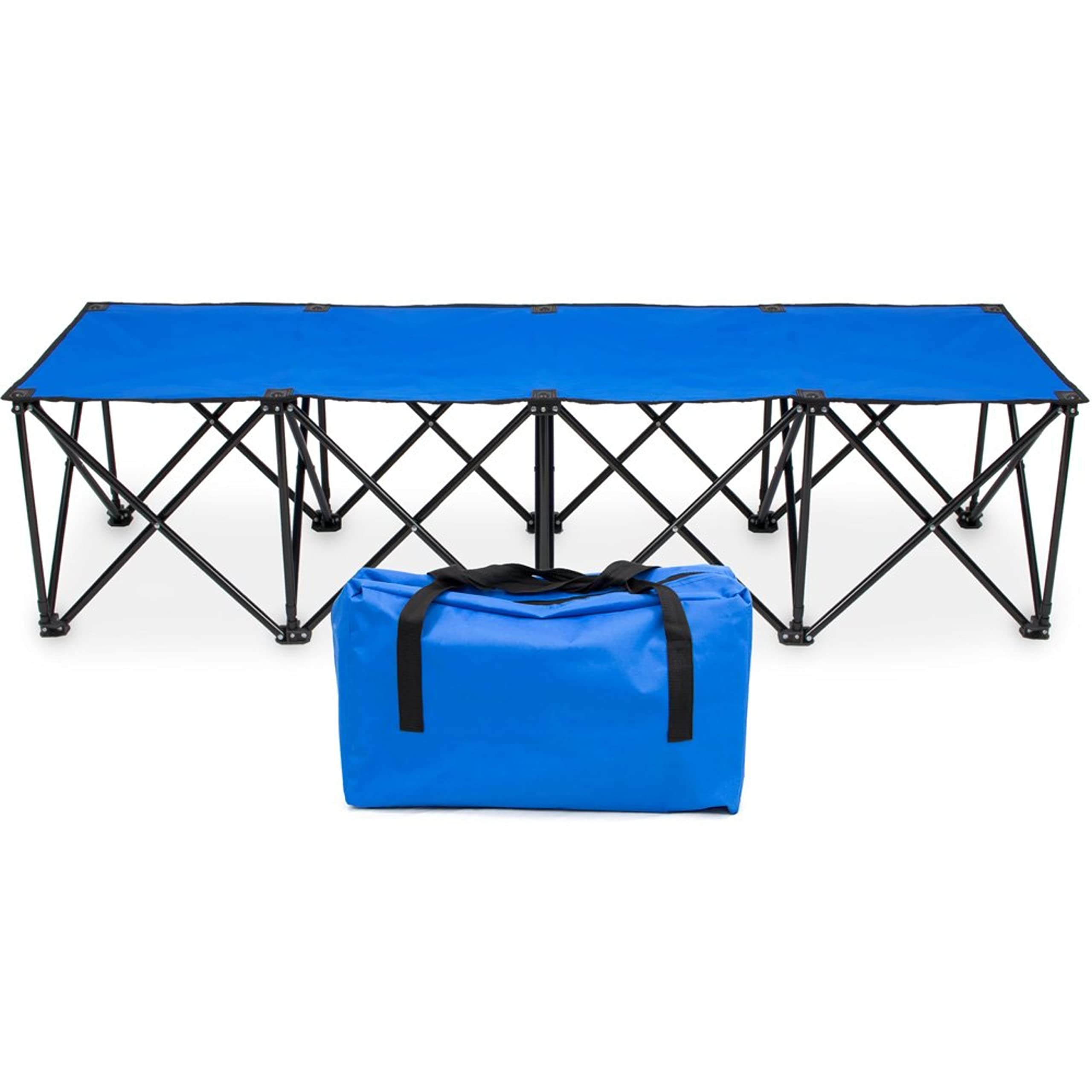 Crown Sporting Goods 6-Foot Portable Folding 4 Seat Bench with Carry Bag β Great Team Bench for Soccer & Football Sidelines, Tailgating, Camping & Events, Black