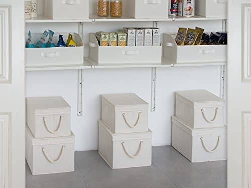 StorageWorks Storage Bins with Lids, Decorative Storage Boxes with Lids and Soft Rope Handles, Mixing of Beige, White & Ivory, Large, 3-Pack