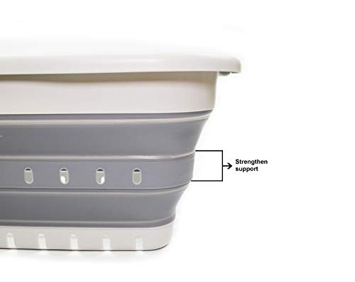 SAMMART 41L (10.8 gallon) Set of 2 Collapsible 3 Handled Plastic Laundry Basket-Foldable Pop Up Storage Container/Organizer-Space Saving Hamper/Basket (2, Grey/Dark Grey)