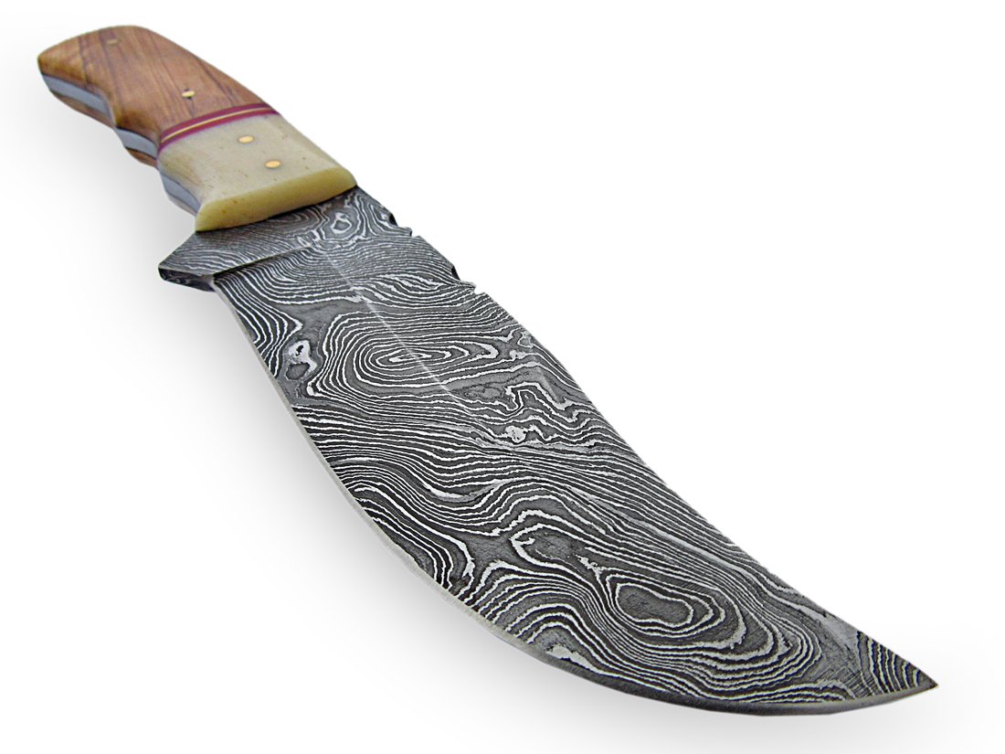 AishaTech Colt Hand Crafted Hunting Knife Damascus Steel Blade Wood Handle