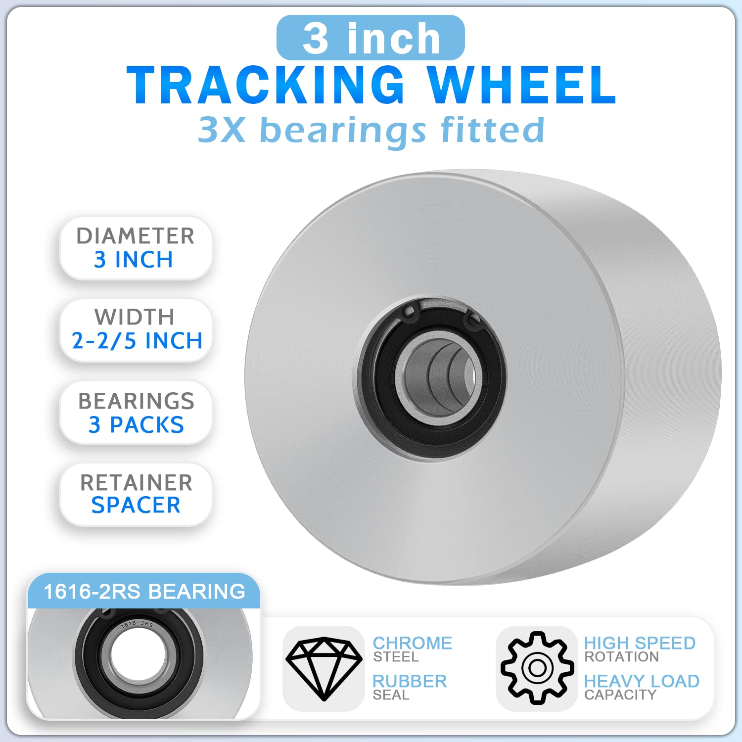 Belt Grinder 2" x 72" Wheel Set Complete Belt Knife Grinder Wheel Set Aluminum Wheel Crowned for Knife Grinder 4" Drive 5/8" Bore 3" Track 2" Idler (4" 5/8-3" - 2")