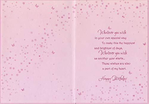 Designer Greetings Pink Castle and Fairy Child with Star Wand Birthday Card for Granddaughter