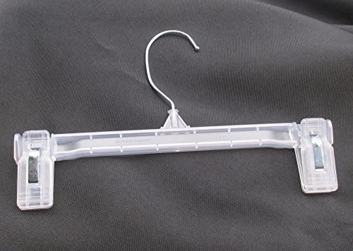 NAHANCO 6010 Plastic Skirt/Pant Hanger with Pinch Grips, Metal Swivel Hook, 10", Clear (Pack of 200)