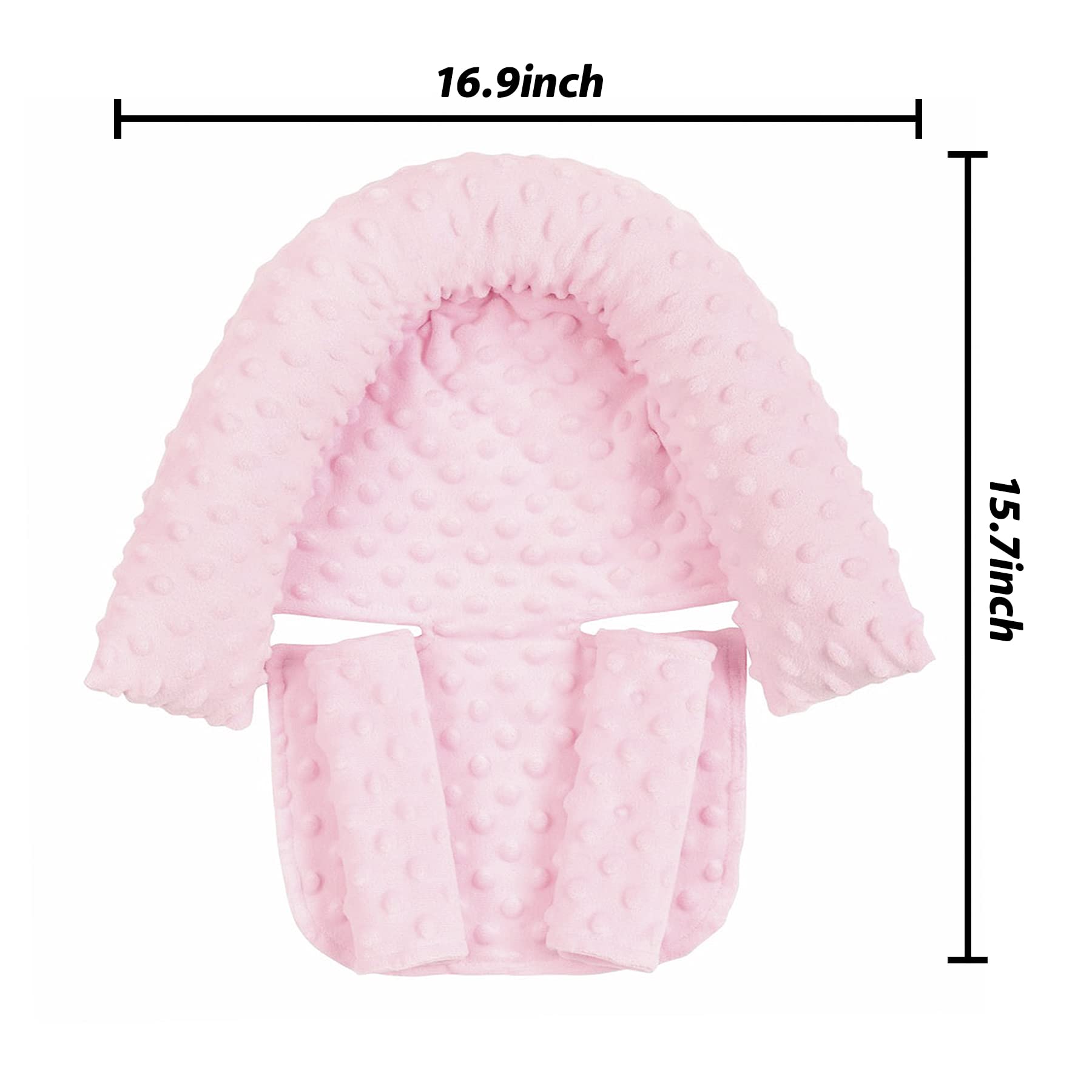 Baby Stroller Head Neck Support Pillow Infant Car Seat Neck Headrest with Seat Belt Strap Covers Newborn Lounger Pillow Babies Bed Mattress Rocker Head Protection for 0-12 Months