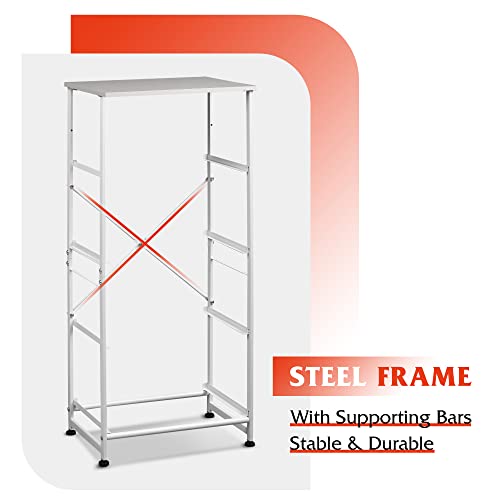 WLIVE Dresser with 4 Drawers, Storage Tower, Organizer Unit, Fabric Dresser for Bedroom, Hallway, Entryway, Closets, Sturdy Steel Frame, Wood Top, Easy Pull Handle, White
