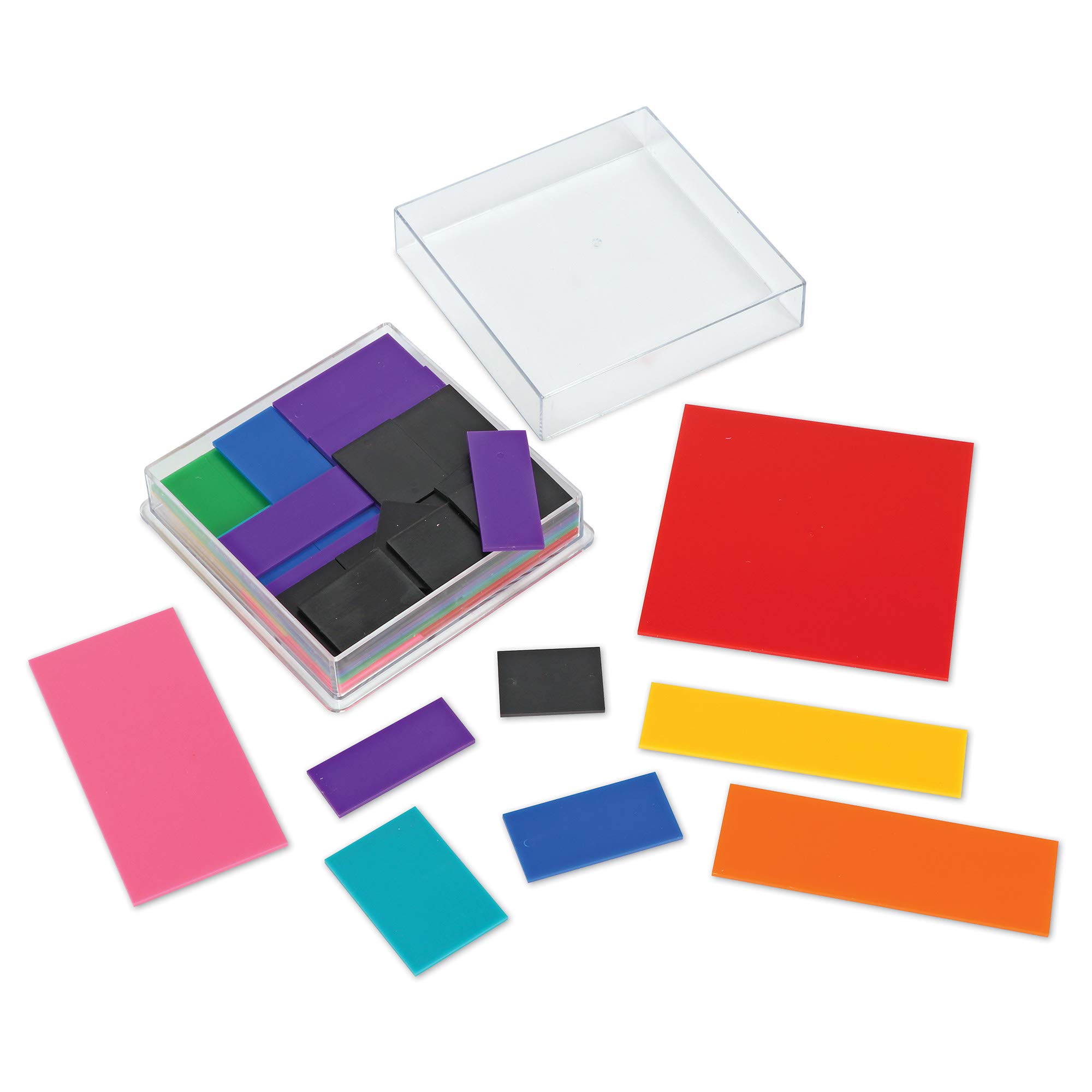 Learning Resources Deluxe Rainbow Fraction Squares, Visual Math, Set of 51 Pieces, Ages 6+, Multi (LER0619)