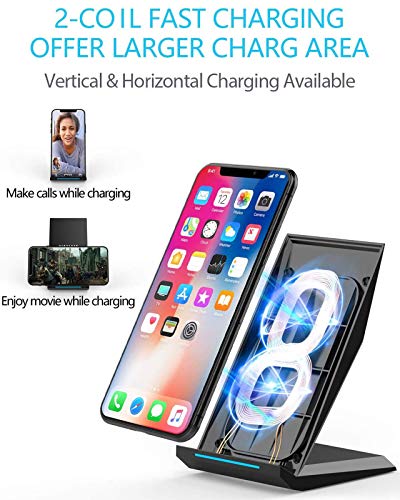 NANAMI Fast Wireless Charger with USB Phone Charger, Qi Certified Charging Stand with QC3.0 Adapter 7.5W Compatible iPhone 14/13/12/SE 2020/11/XS,10W for Samsung Galaxy S23/S22/S21/S20/S10/Note 20/10