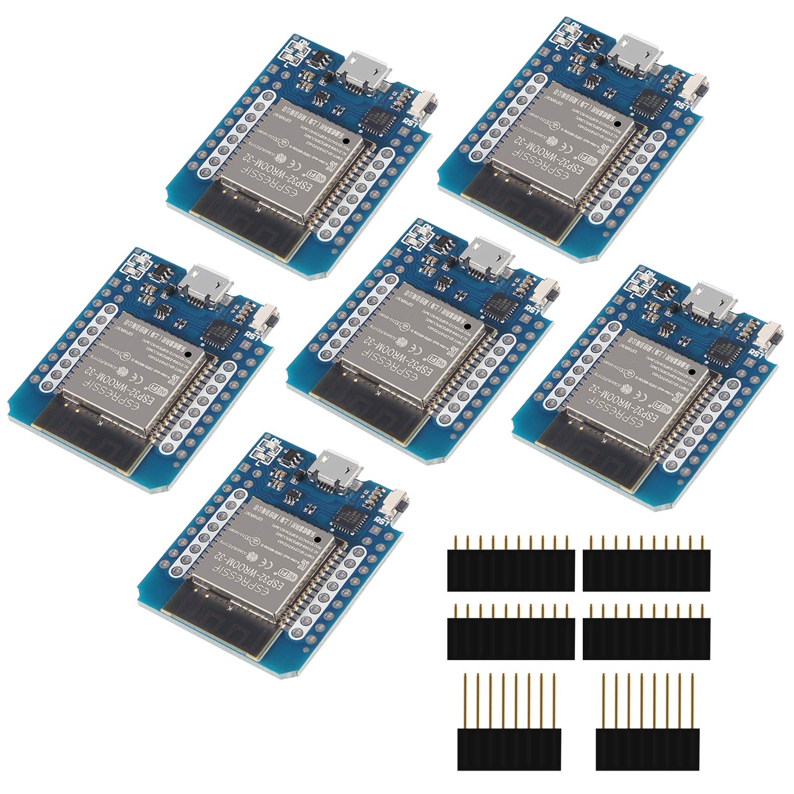 AITRIP 6pcs ESP32 Mini D1 Mini NodeMCU ESP32 ESP-WROOM-32 WLAN WiFi Bluetooth Development Board 5V Compatible with Arduino