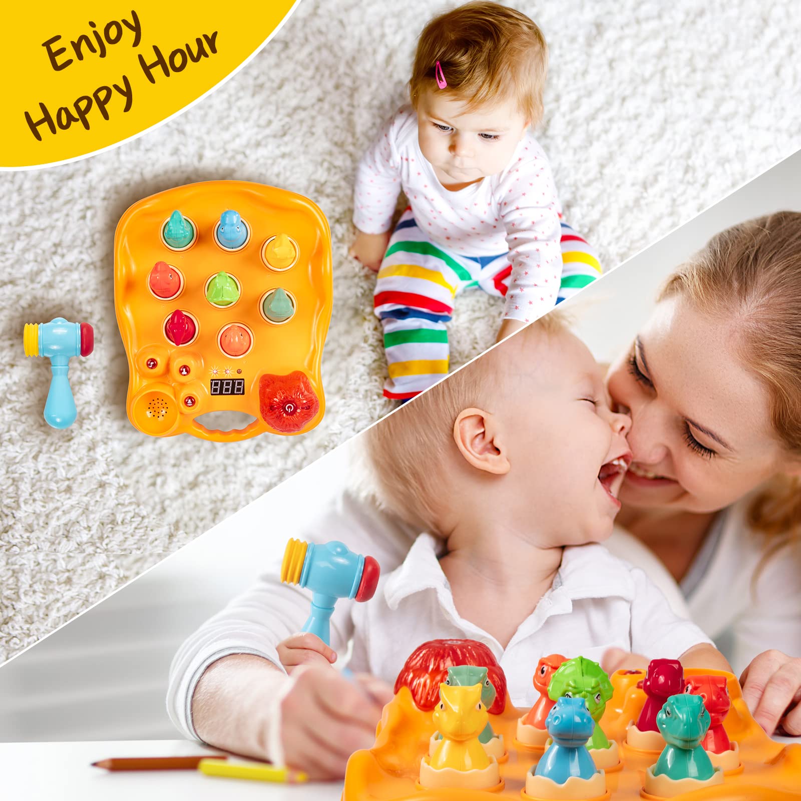 Interactive Whack A Dinosaur Game, Hammer Toy with Light-Up Musical & Hammer for Toddlers, Boys and Girls 3 4 5 6 7 8 Year Old, Pounding Toy, Learning, Early Developmental Toy as Best, Fun Gifts.