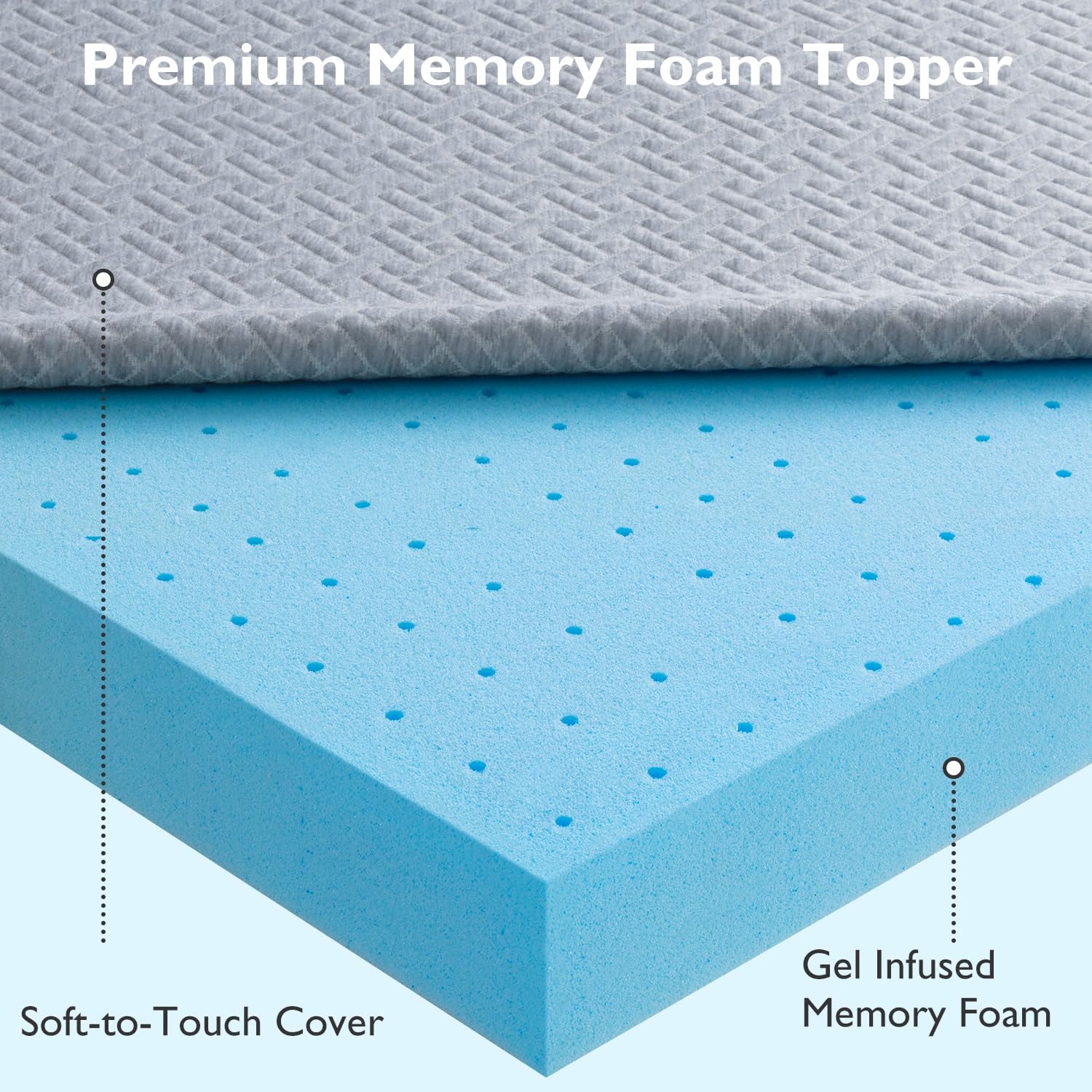 BedStory Memory Foam Mattress Topper King Size - 3 Inch Premium Soft Gel Memory Foam Topper - Bed Toppers with Removable Cover, CertiPUR-US Certified