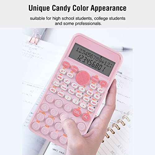 EooCoo 2-Line Standard Scientific Calculator, Portable and Cute School Office Supplies, Suitable for Primary School to College Student Use - Pink