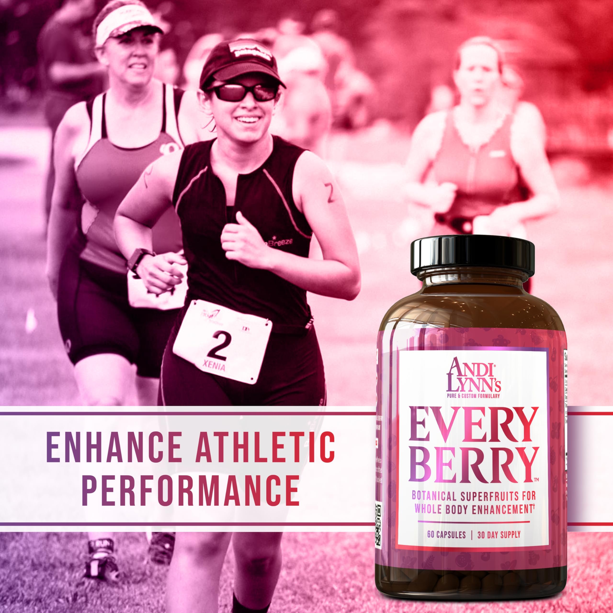 Andi Lynn’s EveryBerry Vegan Superfruit Vitamins, Minerals & Antioxidants Herbal Supplement, Immune Support Booster, Mental & Body Enhancement - 60 Caps