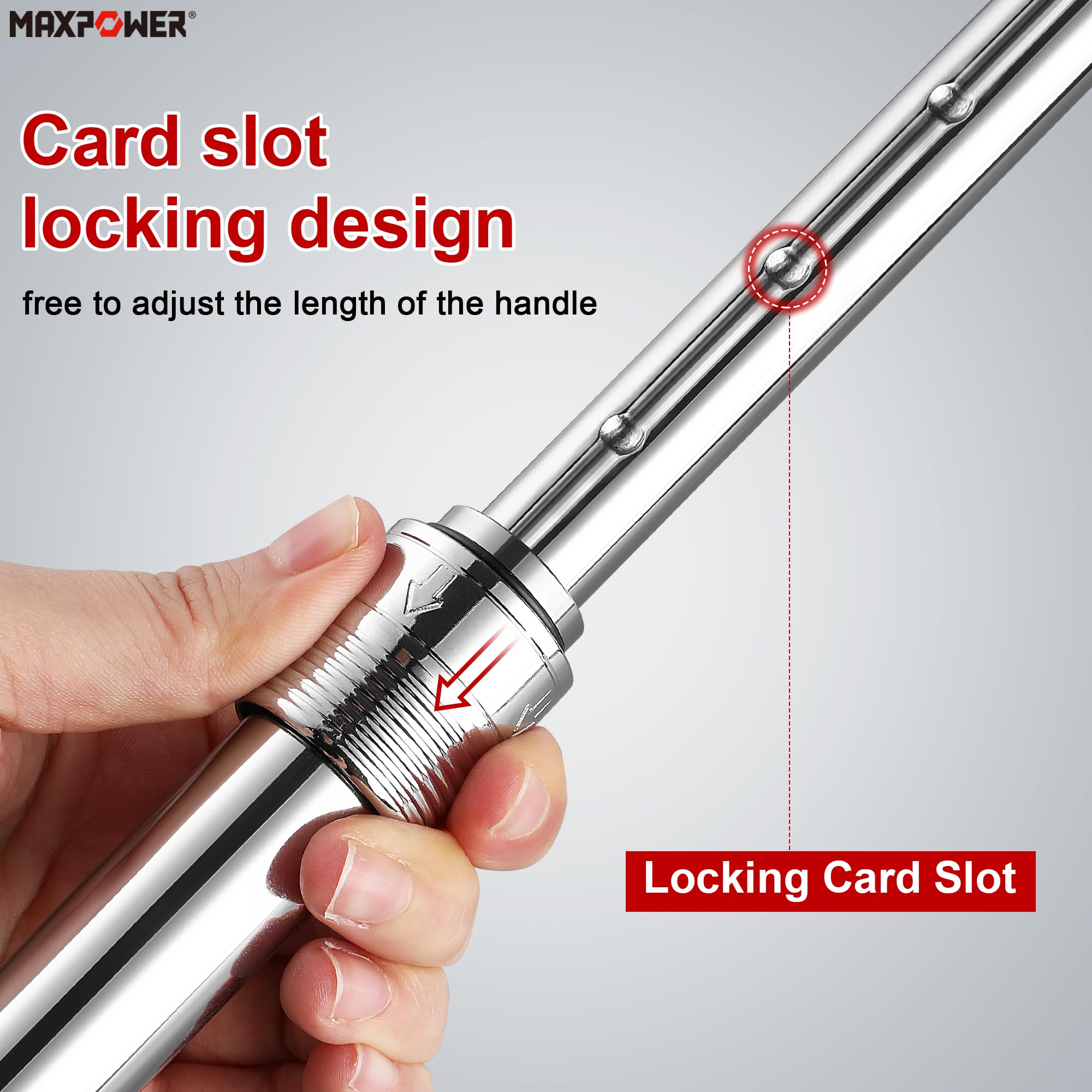MAXPOWER 1/2-Inch Drive Extendable Ratchet Wrench, 1/2 Inch Drive Ratchet Socket Wrench, Quick Release 72-Tooth Reversible Ratcheting Feature(17 1/8" - 22 5/8" Length)