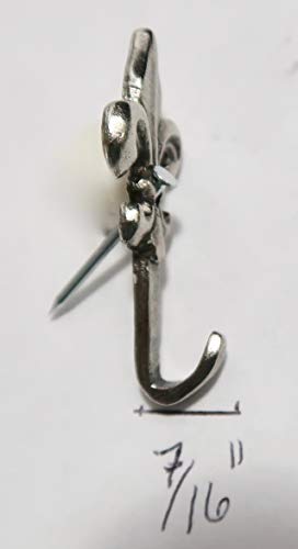 Mini Metal Fleur De Lis Wall Decor Hooks, Set of 3, Silver
