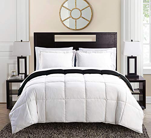 VCNY Home - Queen Bed in a Bag, Reversible 7-Piece Bedding Set, Stylish Room Decor (Lincoln Black/White, Queen)