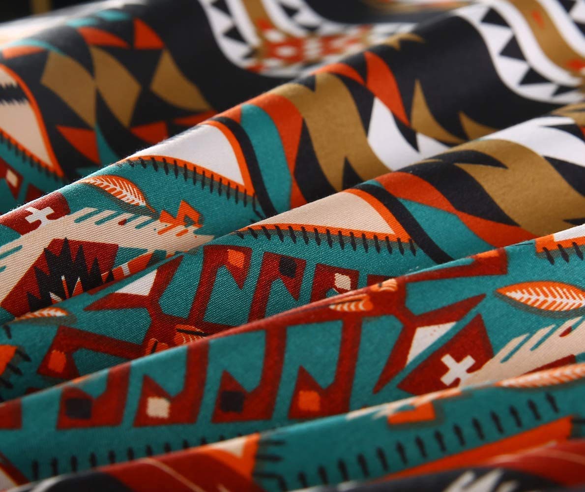 Bsmilly Bohemian Duvet Cover Set King Boho Chic Floral Striped Bedding Set Super Soft Microfiber Indian Tribal Duvets Cover Southwestern Exotic Mandala Comforter Cover Orange