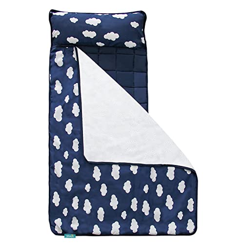 Nap Mats for Preschool Daycare Quilted Portable & Skin-Friendly Toddler Nap Mat Roll up Tavel Sleeping Bag for Kids with Removable Pillow Machine Washable