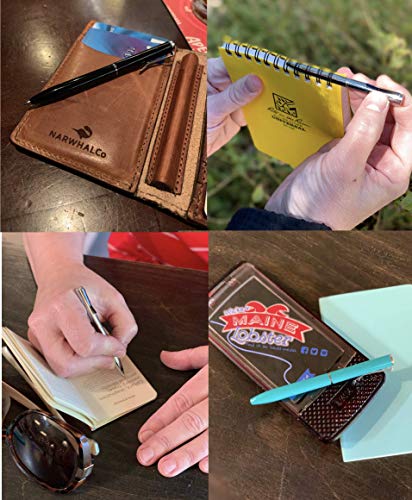 NarwhalCo Set of 2 Red Small Pens (3.35") with Black Ink for Pocket, Wallet, Planner, Purse or Passport