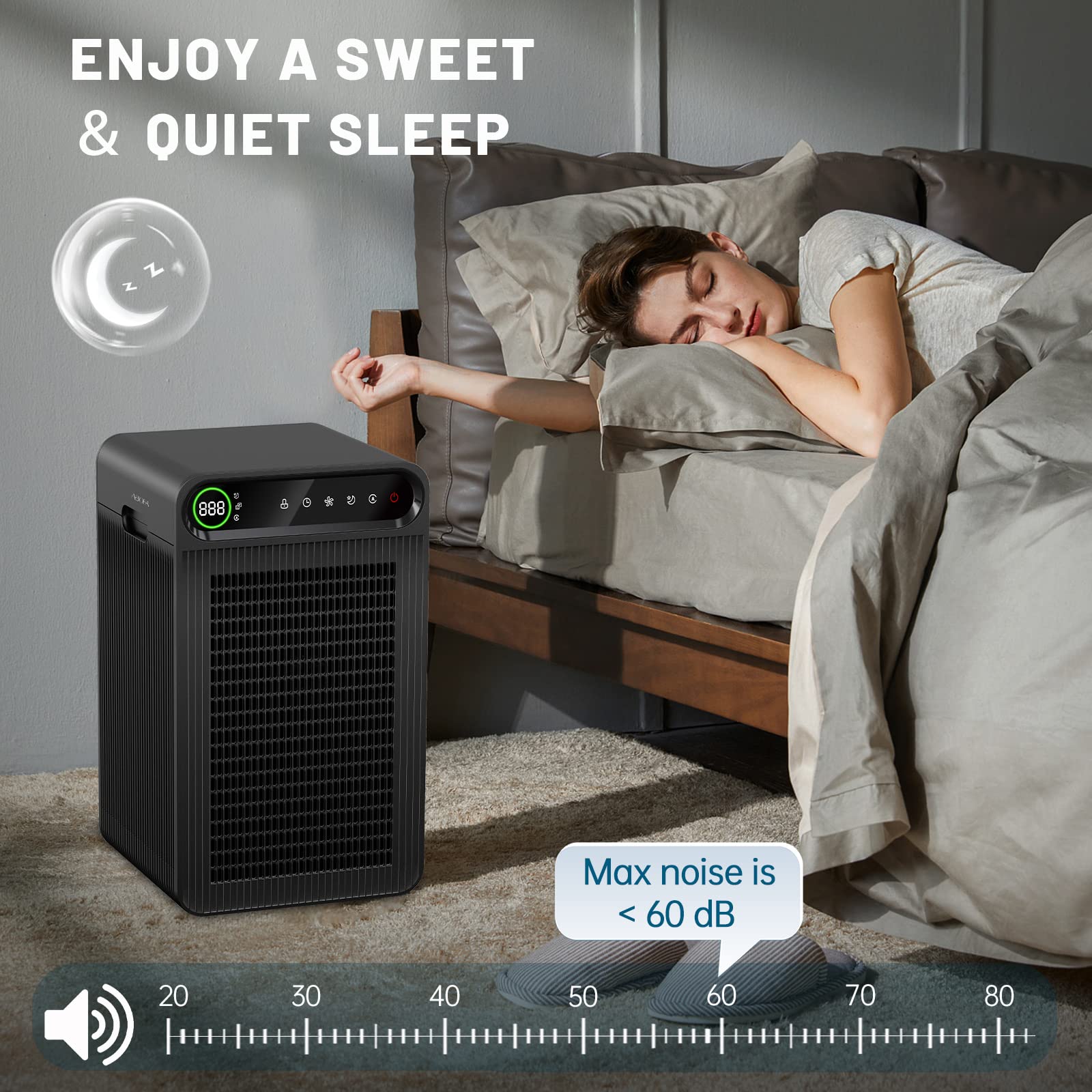 ABOFA Air Purifier for Home Large Room Up to 1800 Ft² with True HEPA Filter, Air Cleaner with Quiet Sleep Mode