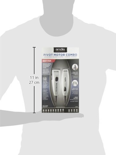 Andis 23965 Professional PivotPro And SpeedMaster Hair Clipper and Beard Trimmer PivotMotor Set, Silver