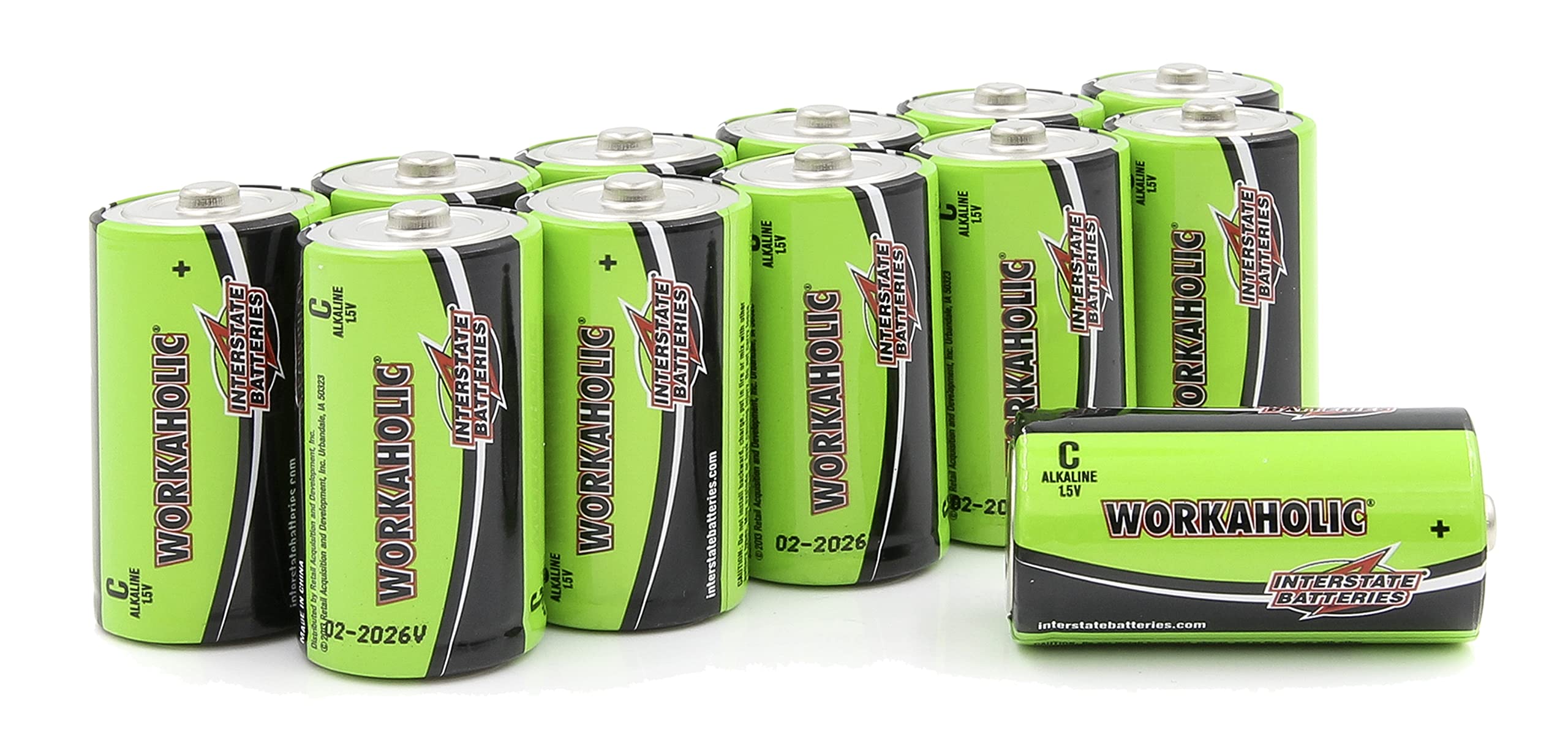Interstate Batteries C Cell Alkaline Battery (12 Pack) All-Purpose 1.5V High Performance Batteries - Workaholic (DRY0080)
