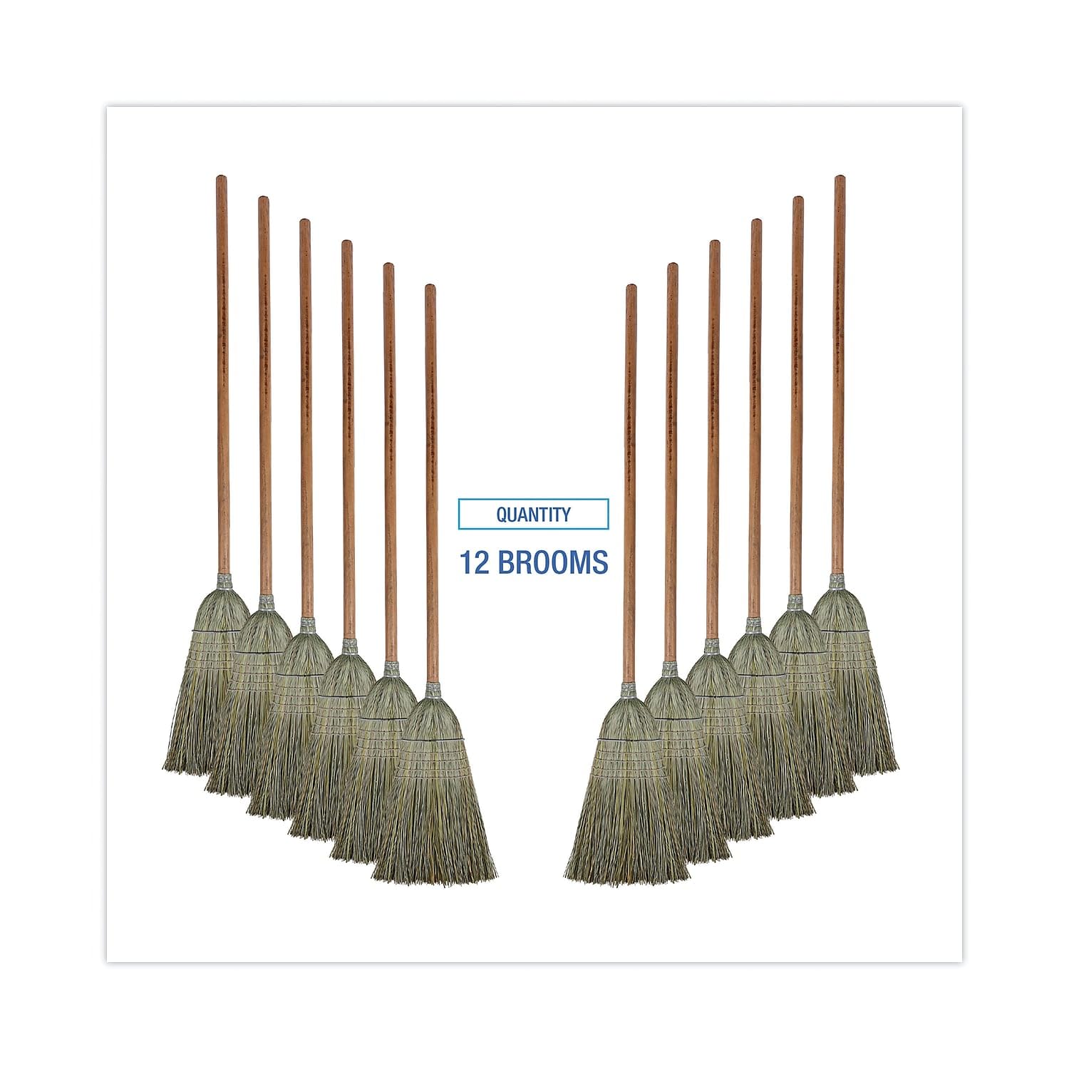 Boardwalk 932YCT Warehouse Broom Corn Fiber Bristles 42-Inch Wood Handle Natural 12/Carton
