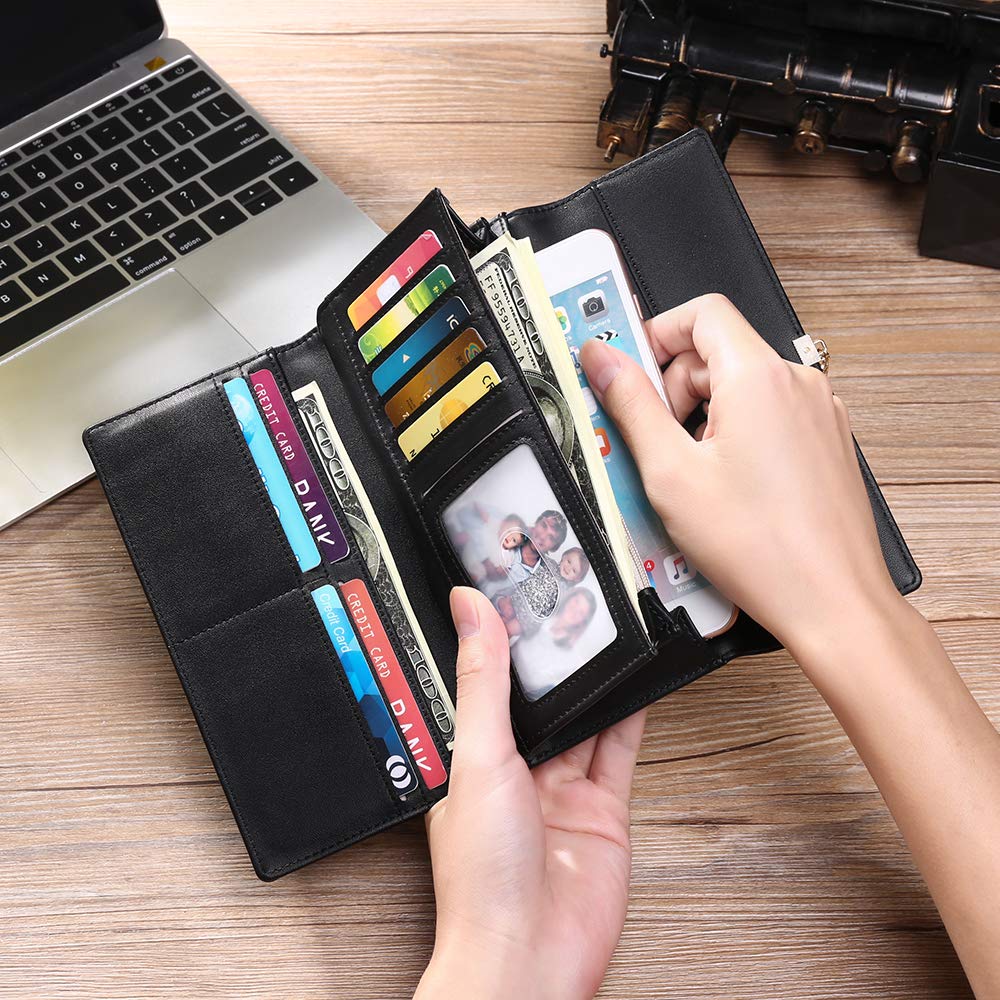 GOIACII Women's Wallet Large Capacity Credit Card Organizer RFID Blocking Long Purse