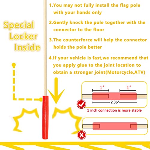 Bike Safety Flag Heavy Duty Fiberglass Pole Polyester Flag with Reflective Strip(1 Pcs)