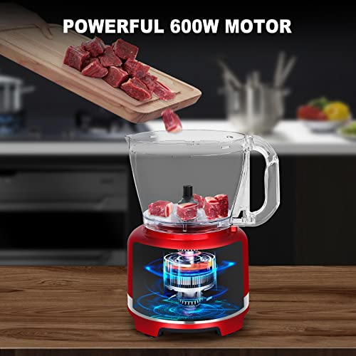 Homtone Professional Food Processors Food Chopper, 600W with 16 Cup Processor Bowl, 4 Blades, Food Chute and Pusher for Shredding, Pureeing Vegetables, Meat, Grains, Nuts