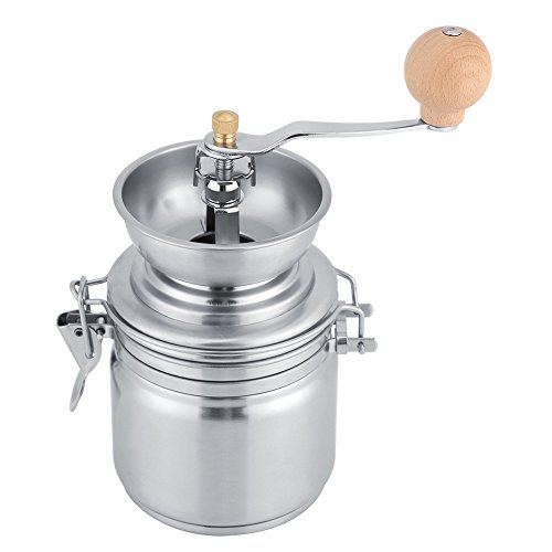 BEIJIALY Manual Coffee Grinder, Stainless Steel Manual Coffee Bean Mill Grain Mill Spice Nuts Grinding Mill Hand Tool, Portable Hand Crank Mill for Home Office Cafe(Silver)