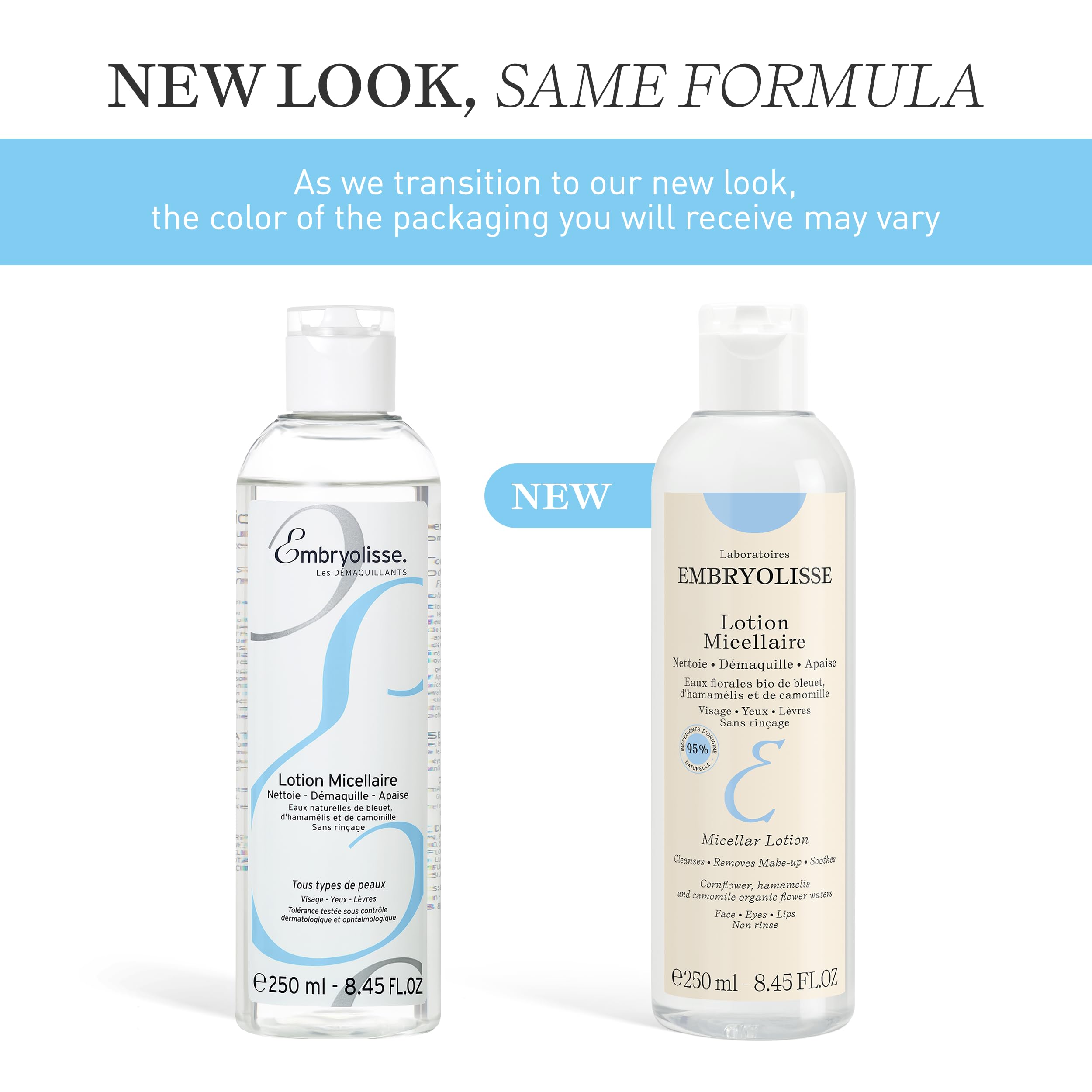 Embryolisse Gentle Micellar Lotion for Face and Eyes. Natural Floral Water Makeup Remover & Cleansing Care With Chamomile, Cornflower & Witch Hazel, 8.45 Fl Oz