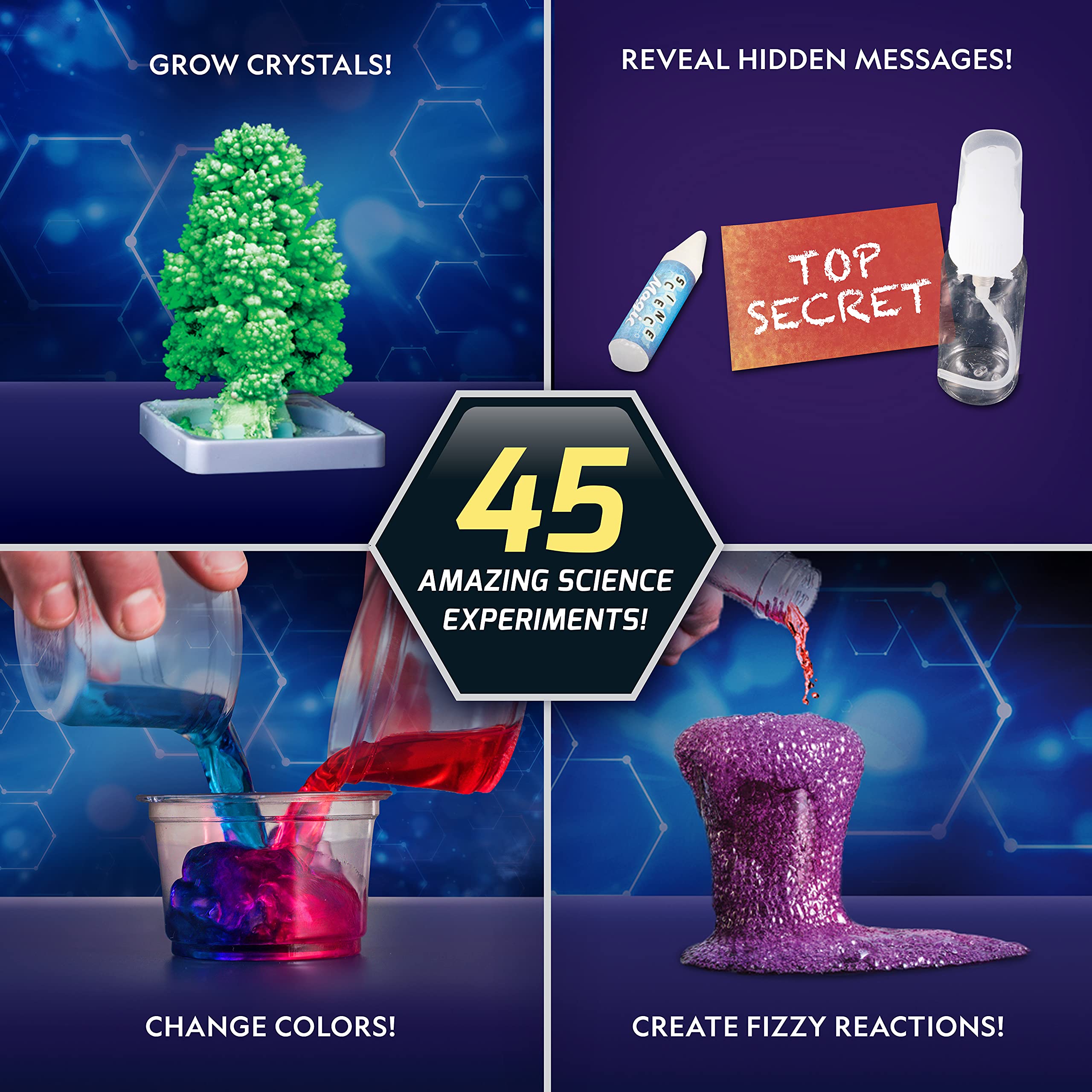 NATIONAL GEOGRAPHIC Amazing Chemistry Set - Chemistry Kit with 45 Science Experiments Including Crystal Growing and Reactions, Science Kit for Kids, STEM Gift for Boys and Girls (Amazon Exclusive)