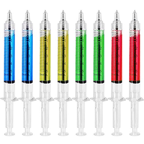 SunAngel Multi-Color Syringe Pen Writes In Black Ink,Nurse pens, Imaginary Doctor Play, Office Supplies (red,green,yellow,blue, 24PCS)