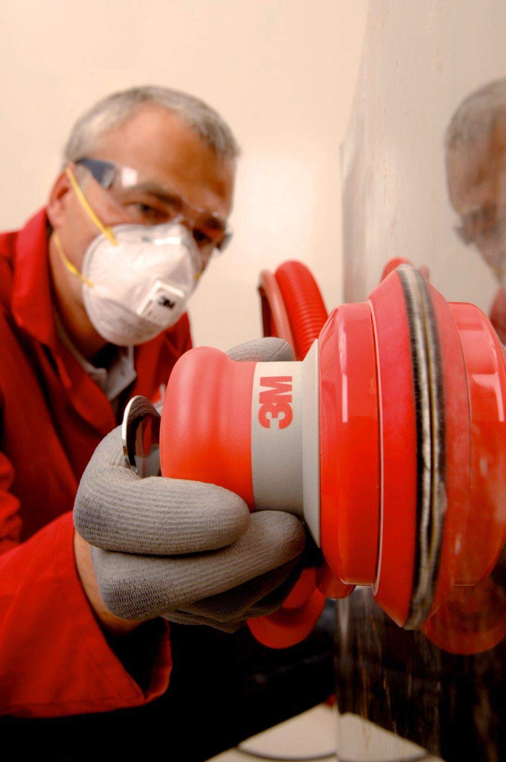 Cubitron Random Orbital Sander – Pneumatic Palm Sander – 6” x 3/16” Diam. Orbit – Stikit Disc Pad – For Wood, Composites, Metal – Original Series