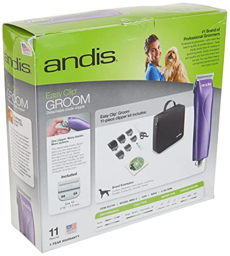 Andis EasyClip Pro-Animal 11-Piece Detachable Blade Clipper Kit in Frustration Free Packaging, Pet Grooming, MBG-2 (65785)