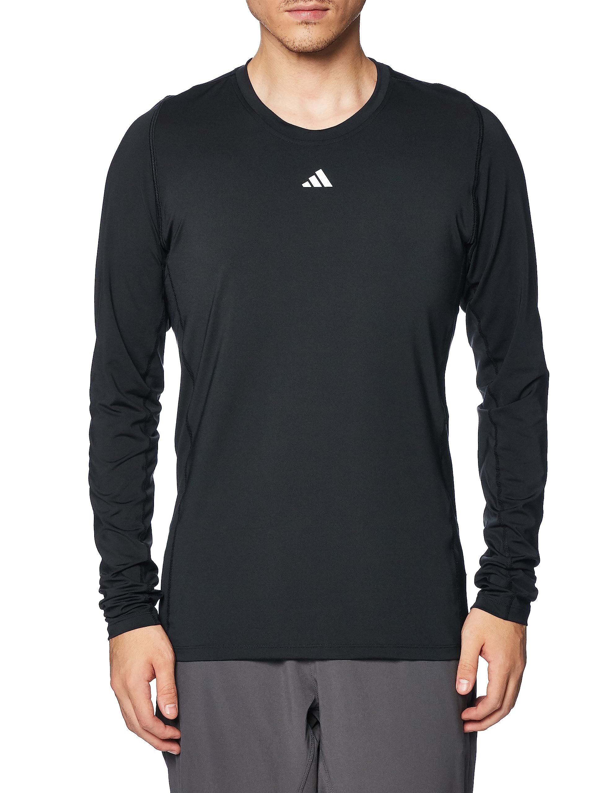 adidas Men's Size Techfit AEROREADY Training Long-Sleeve T-Shirt, Black, Large/Tall