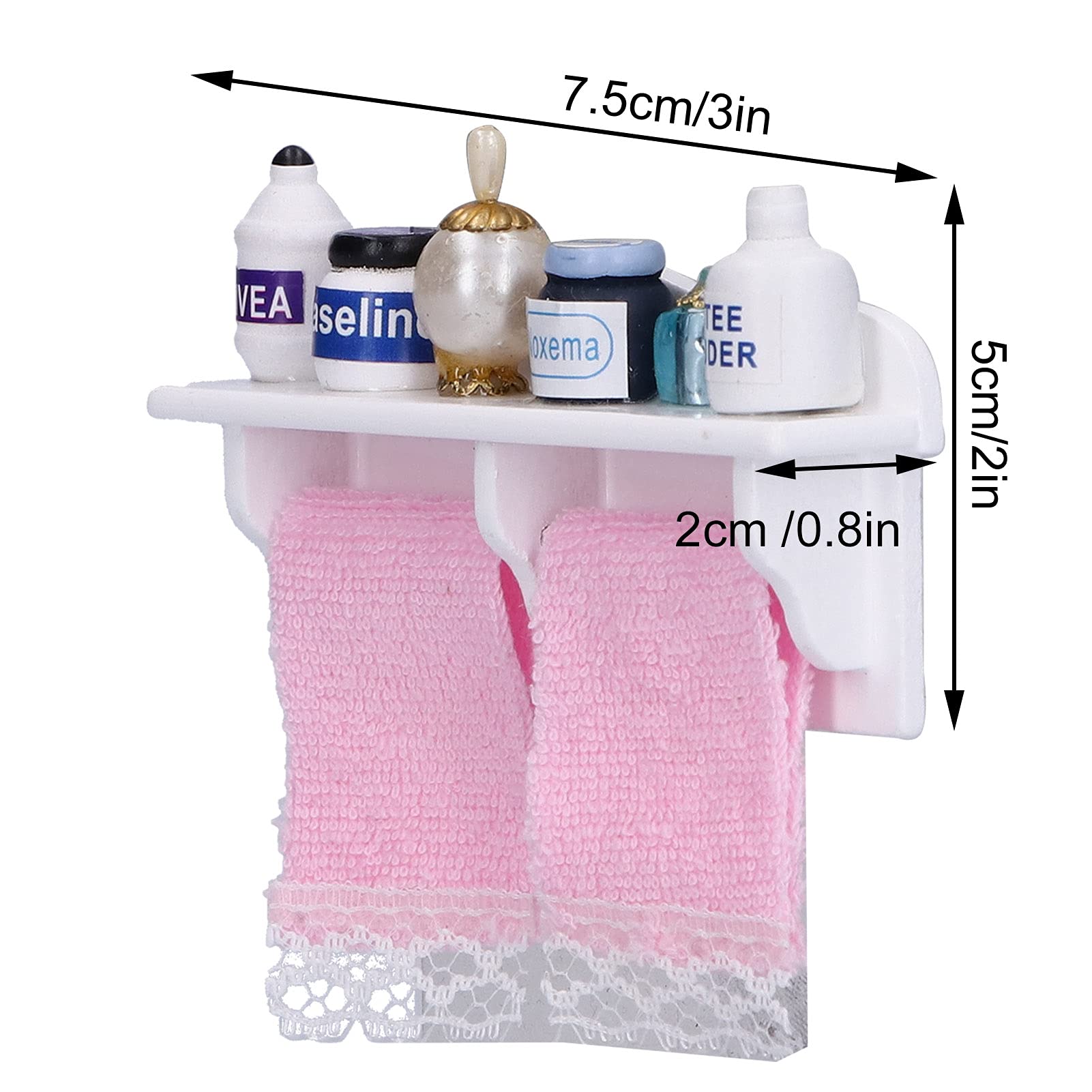 Dollhouse Wooden Towel Rack Bottles, 1:12 Simulation Miniature Furniture Model Toy for Dollhouse Bathroom Decoration Accessories