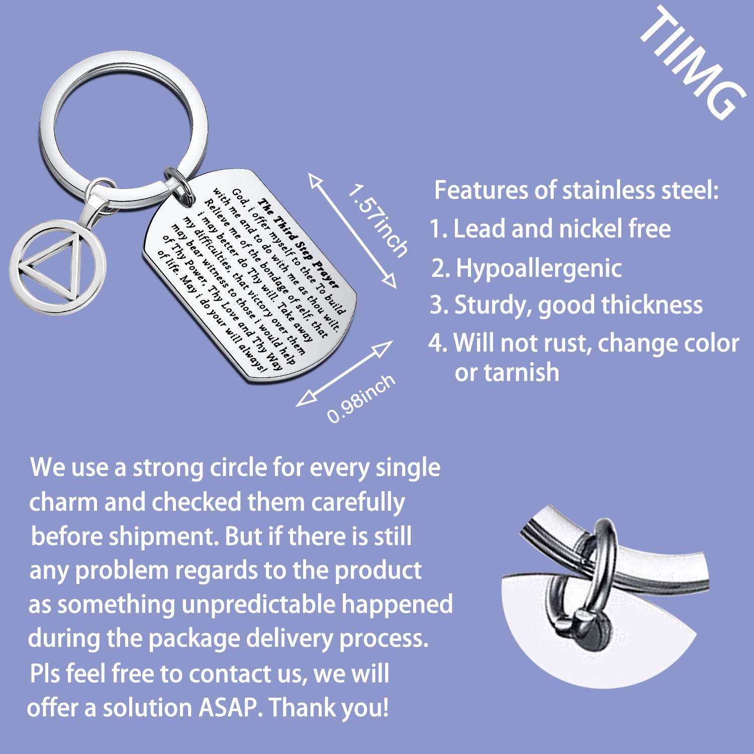 AA Recovery Keychain Sobriety Gifts AA Sponsor Gifts Third Step Prayer Keychain New Beginnings Gift (The third step prayer)