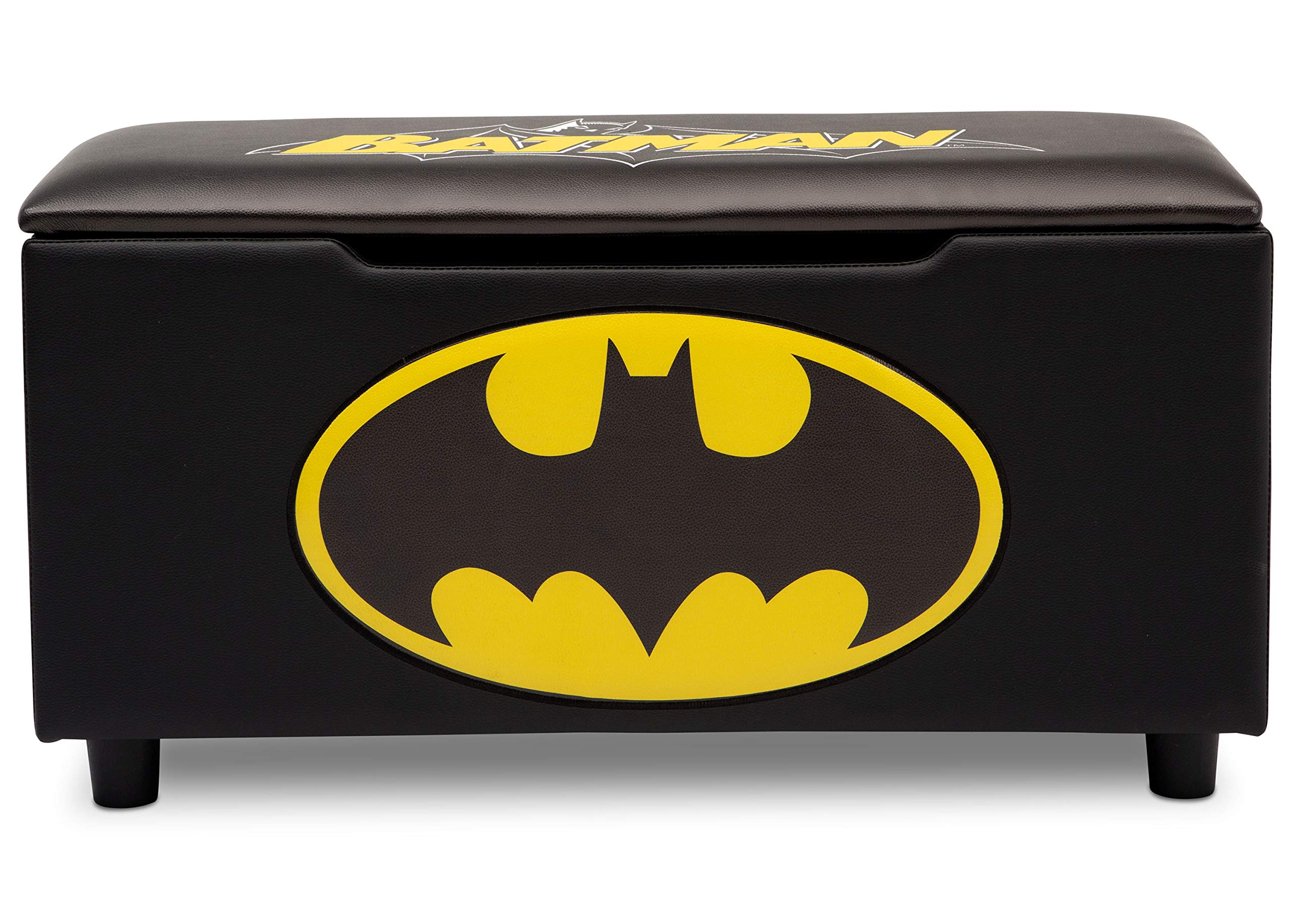 Delta Children DC Comics Batman Upholstered Storage Bench for Kids | Perfect for Bedrooms/Playrooms/Living Rooms | Features Fun Graphics of Batman