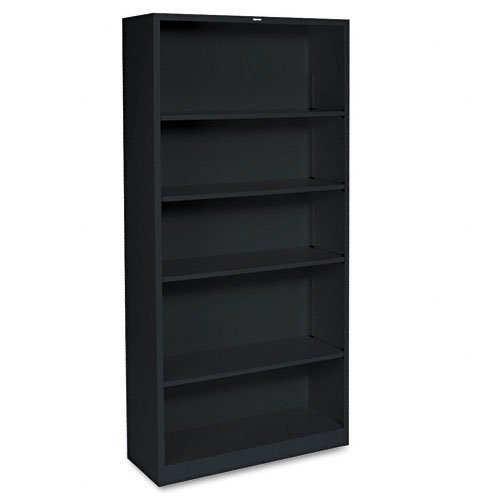 HON : Metal Bookcase, 5 Shelves, 34-1/2w x 12-5/8w x 71h, Black -:- Sold as 2 Packs of - 1 - / - Total of 2 Each