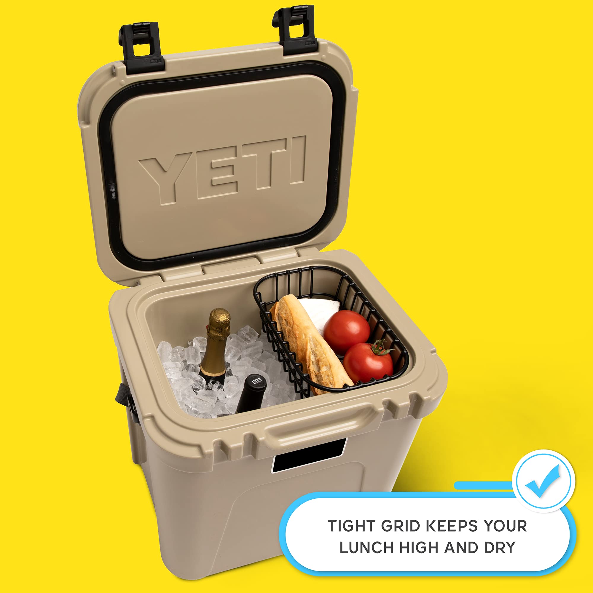 Above Sea Level Cooler Basket for YETI Roadie 24 - Tight Grid, Rock Solid Steel, Compatible with Yeti Ice and Accessories