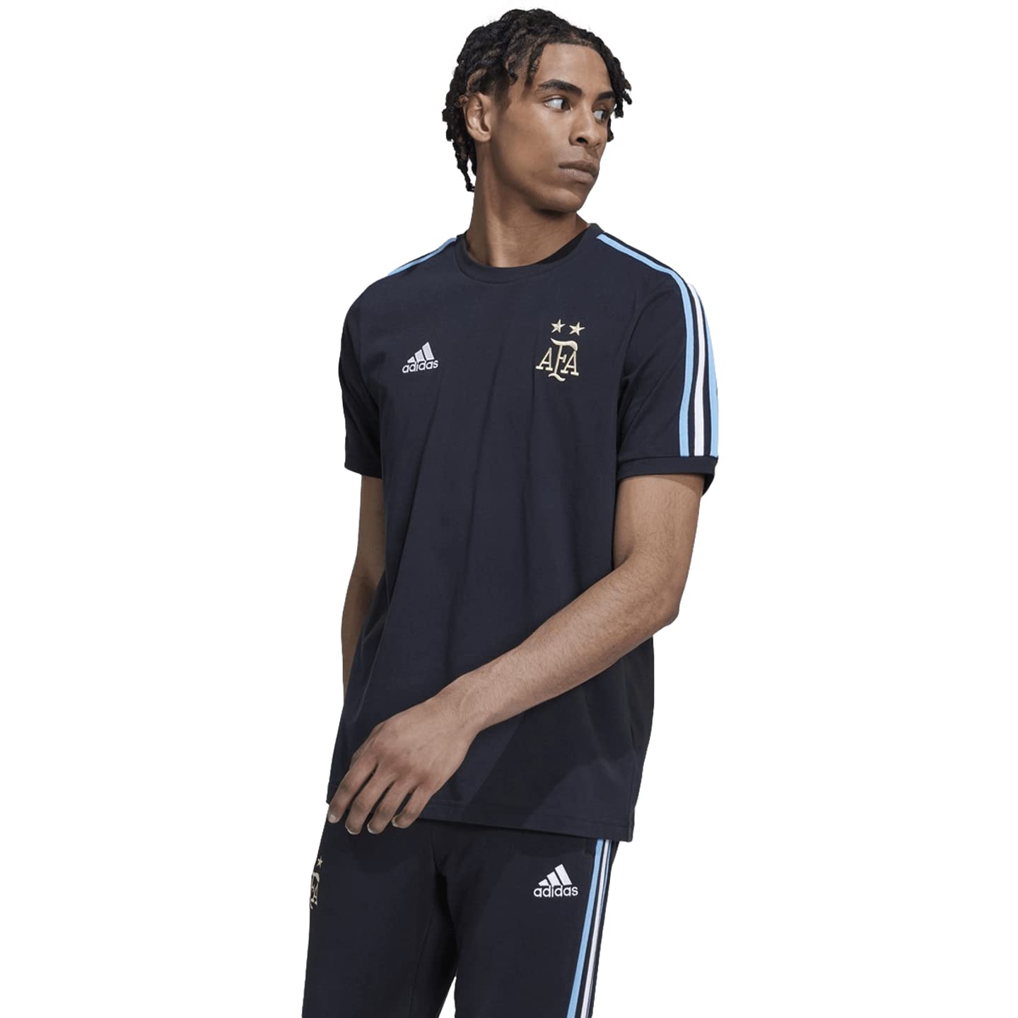 adidas Men's Soccer Argentina DNA 3-Stripe Tee (as1, Alpha, m, Regular, Regular, Medium) Navy