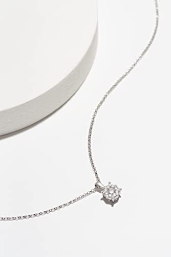 Amazon Collection 2/5 CT TW Lab Grown Diamond Cluster Round Solitaire Pendant on 18" + 3" Chain, Silver, One Size, (R3AUJBKHZZ)