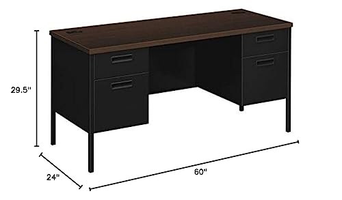 HON Metro Series Knee Space Credenza, 60" by 24" by 29-1/2", Mocha/Black
