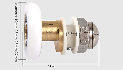 Bioristar Sliding Door Pulleys Glass Bearing Rollers Shower Door Rollers Replacement Sliding Door Rollers Shower Door Hardware Installation Kit (Diameter 27 mm)