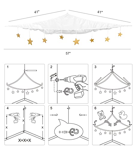 Mkono Stuffed Animal Toy Hammock Hanging Macrame Stuffed Animals Storage Net with Wooden Stars Decorations Boho Large Corner Plush Toys Holder for Nursery Playroom Kids Room Organizer, White