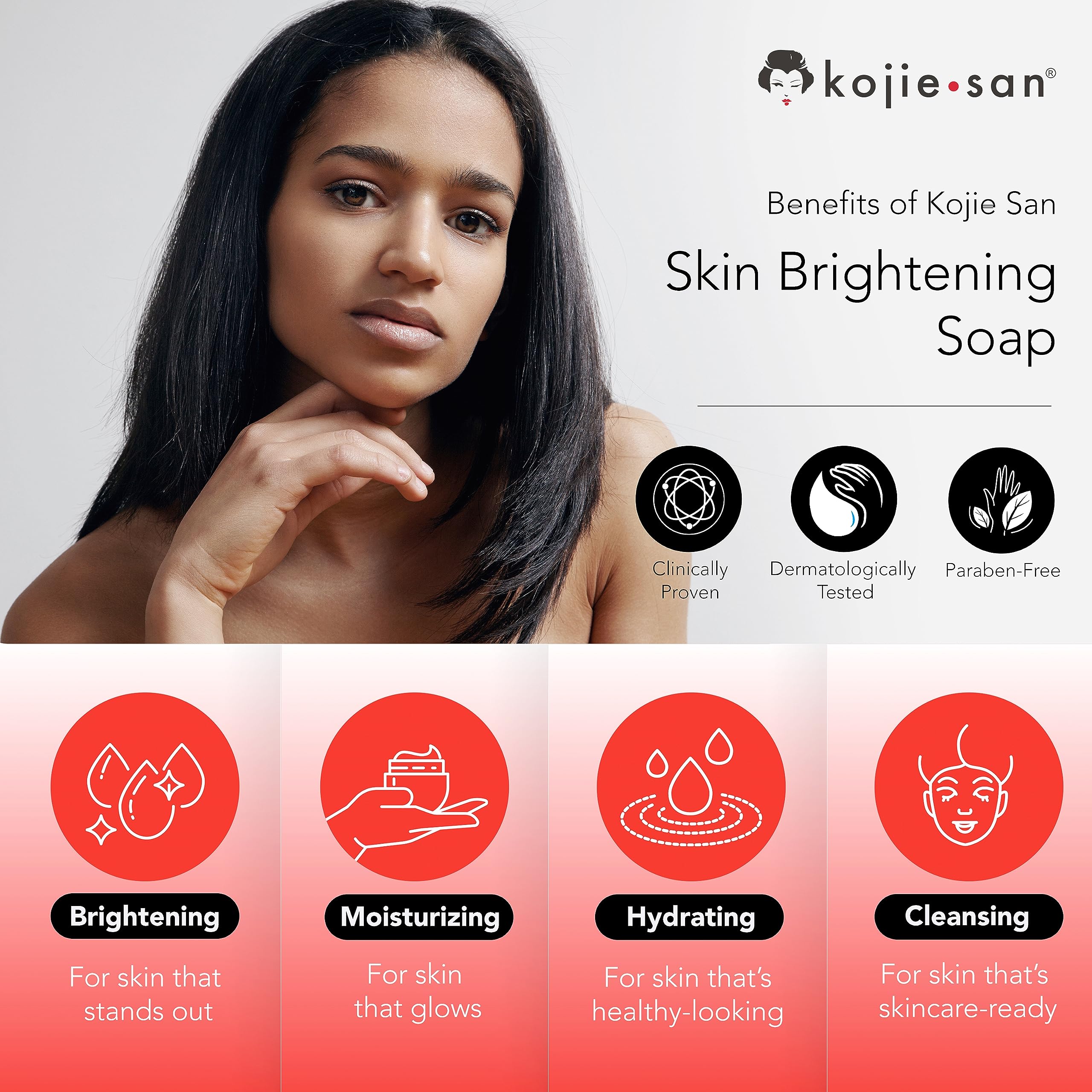 Kojie San Skin Brightening Soap - Original Kojic Acid Soap that Reduces Dark Spots, Hyperpigmentation, & Scars with Exfoliating Soap Net Included β 135g x 6 Bars